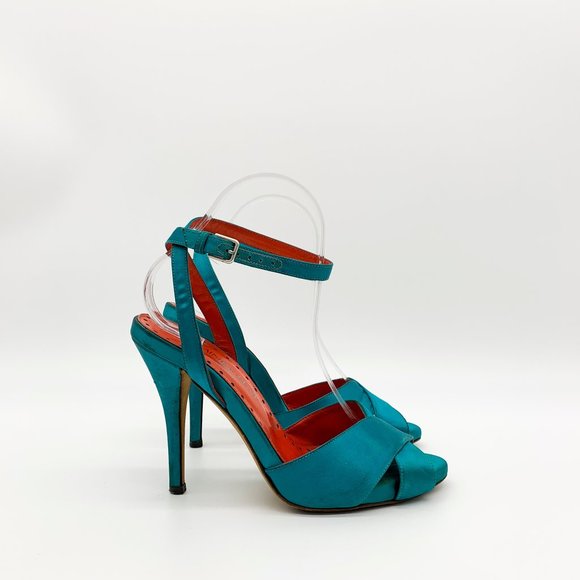 Yves Saint Laurent | Shoes | Yves Saint Laurent Vintage Teal Satin ...